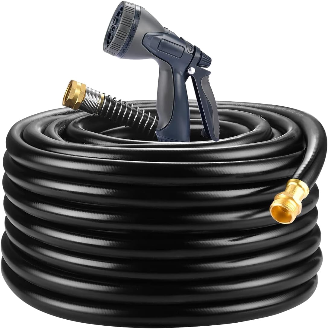 Heavy Duty Garden Hose 5/8 inch x 100Ft, Premium Rubber Water Hose,Kink ...
