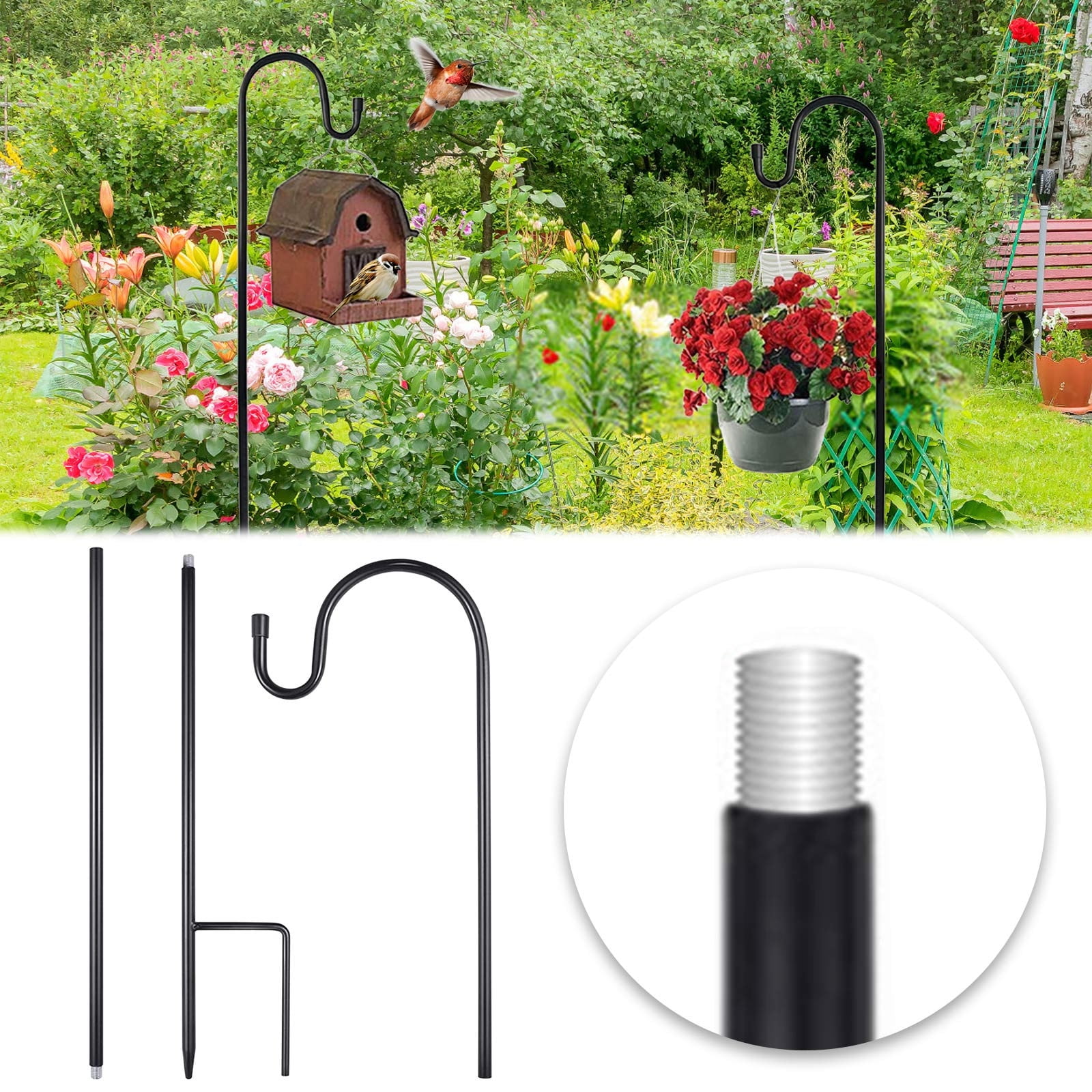 Heavy Duty Garden Shepherds Hooks for Outdoor, Premium Metal Shepherds ...