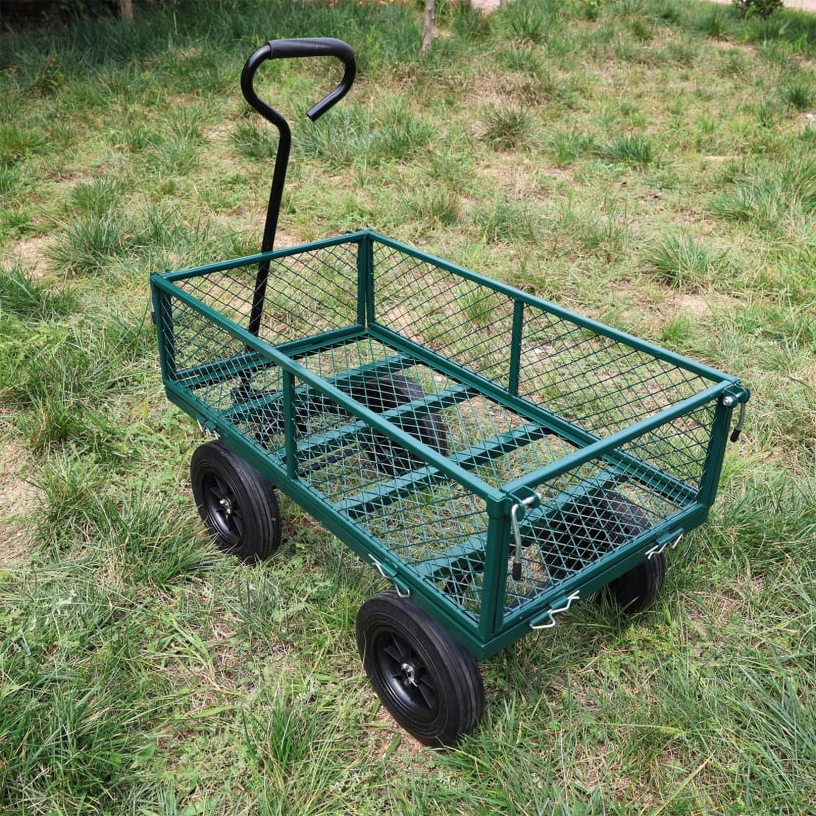 Heavy-Duty Garden Utility Cart ‌ - Solid Wheel Firewood Hauler & Tool ...