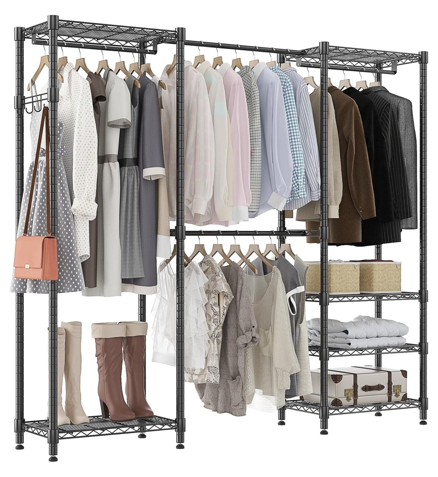 Heavy Duty Garment Rack with Extendable Hanging Rods, Adjustable Metal ...