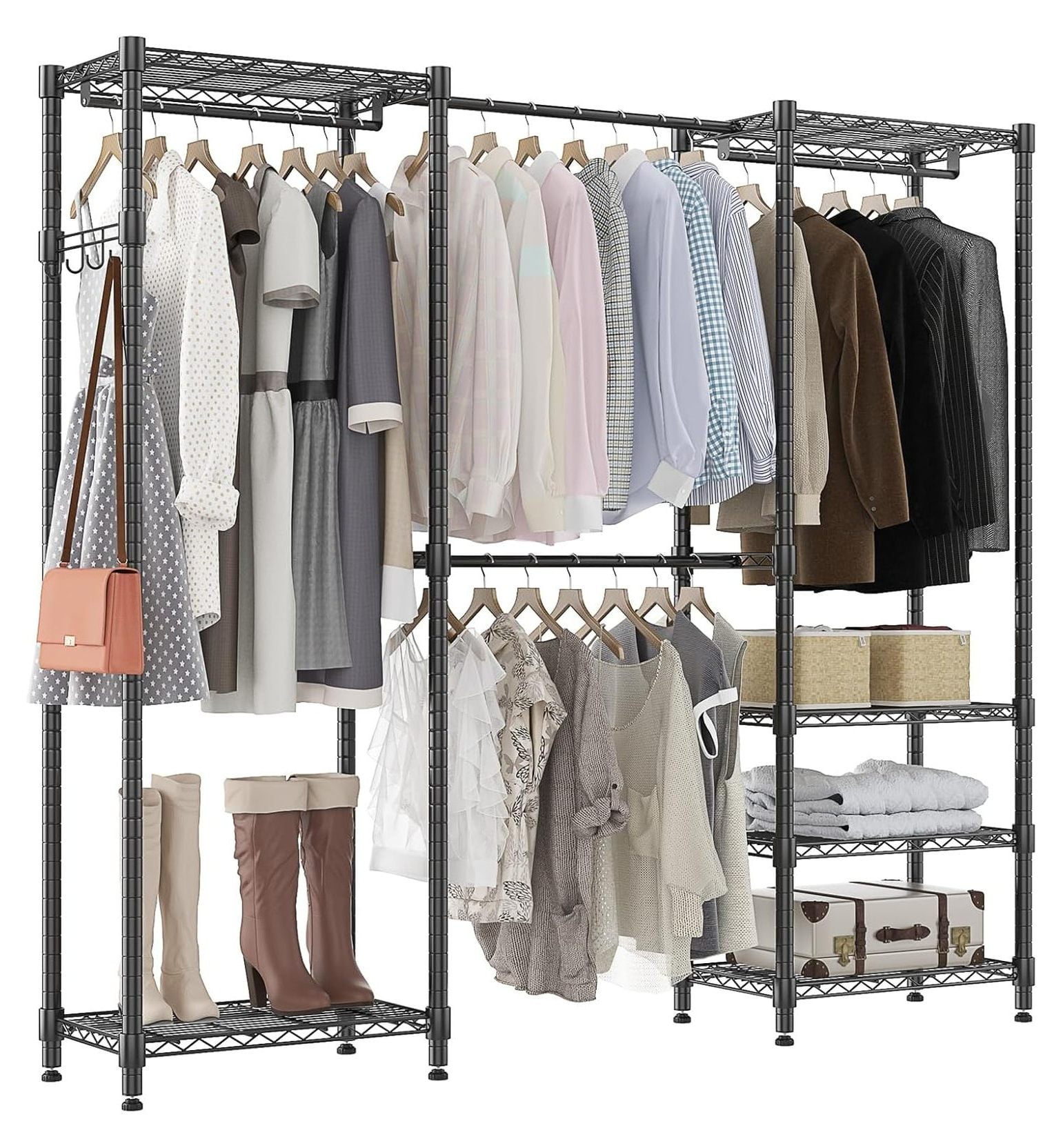 Heavy Duty Garment Rack with Extendable Hanging Rods, Adjustable Metal ...