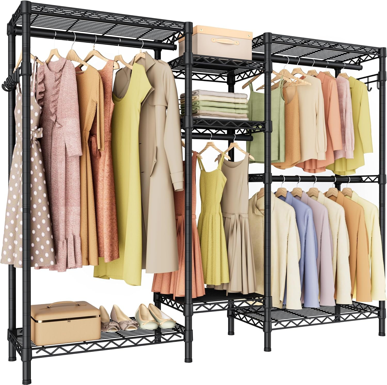 Heavy Duty Garment Rack Large Clothes Rack,Freestanding Closet Portable ...
