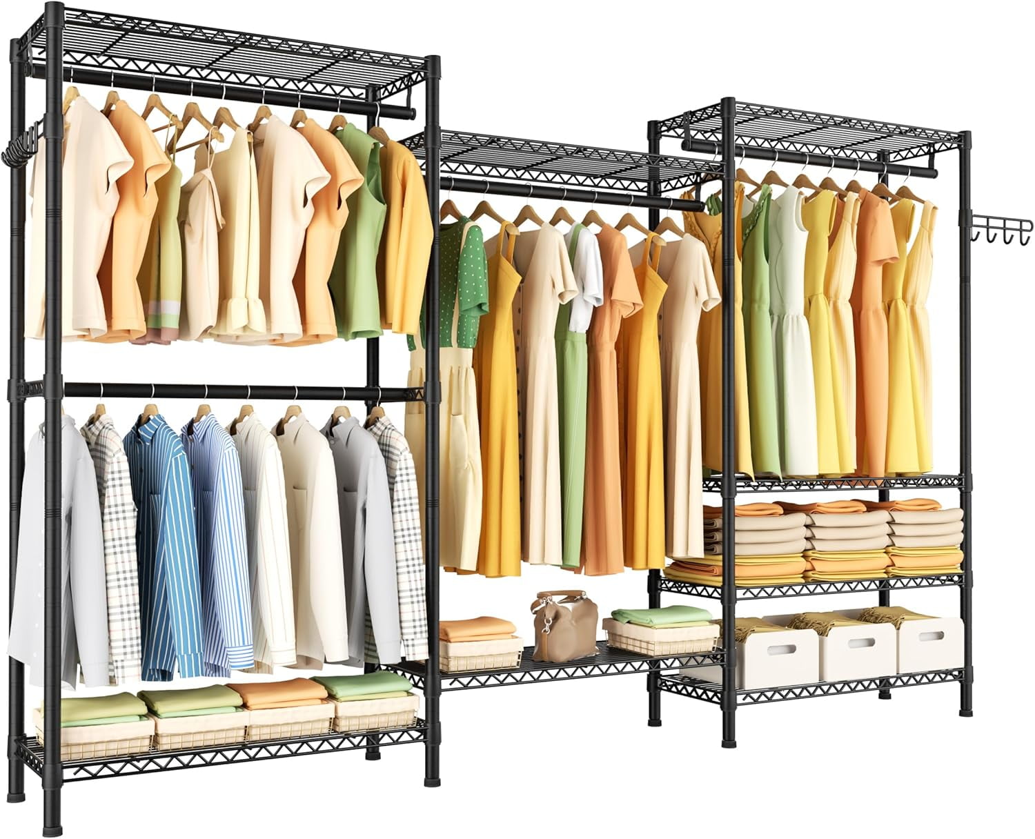 Heavy Duty Garment Rack Large Clothes Rack,Freestanding Closet Portable ...