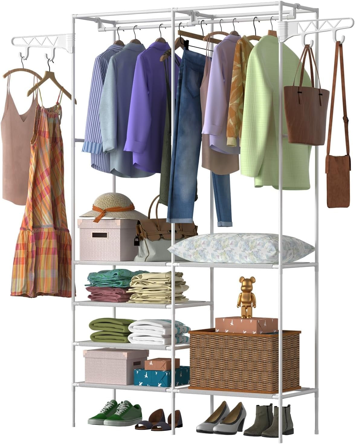 Heavy Duty Garment Rack, Portable Clothing Rack for Hanging Clothes ...