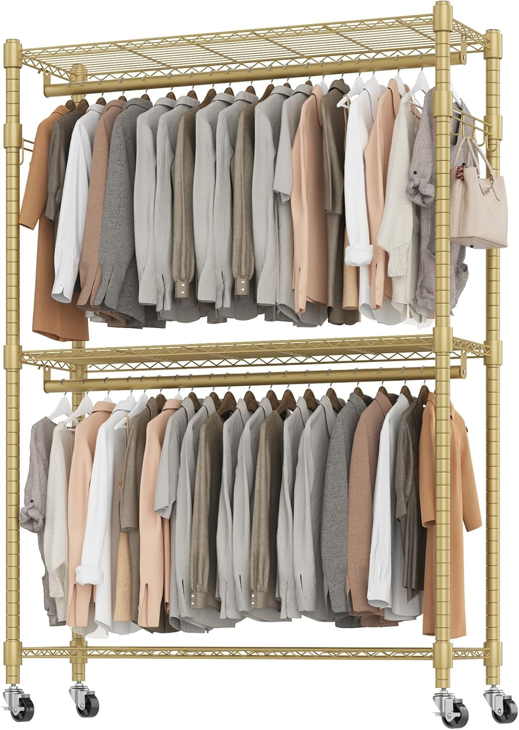 Heavy Duty Garment Rack on Wheels, Rolling Clothes Racks for hanging ...