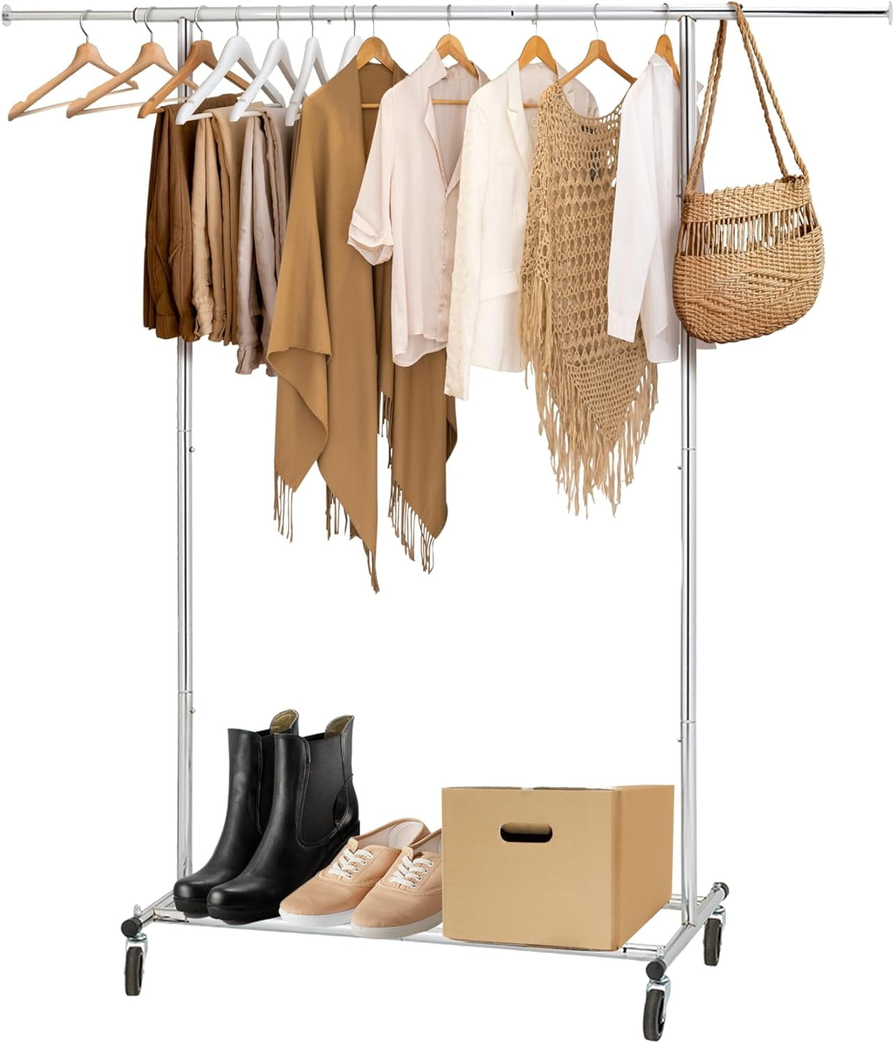 Heavy Duty Garmet Rack, 130 LB Capacity Rolling Garment Rack with ...