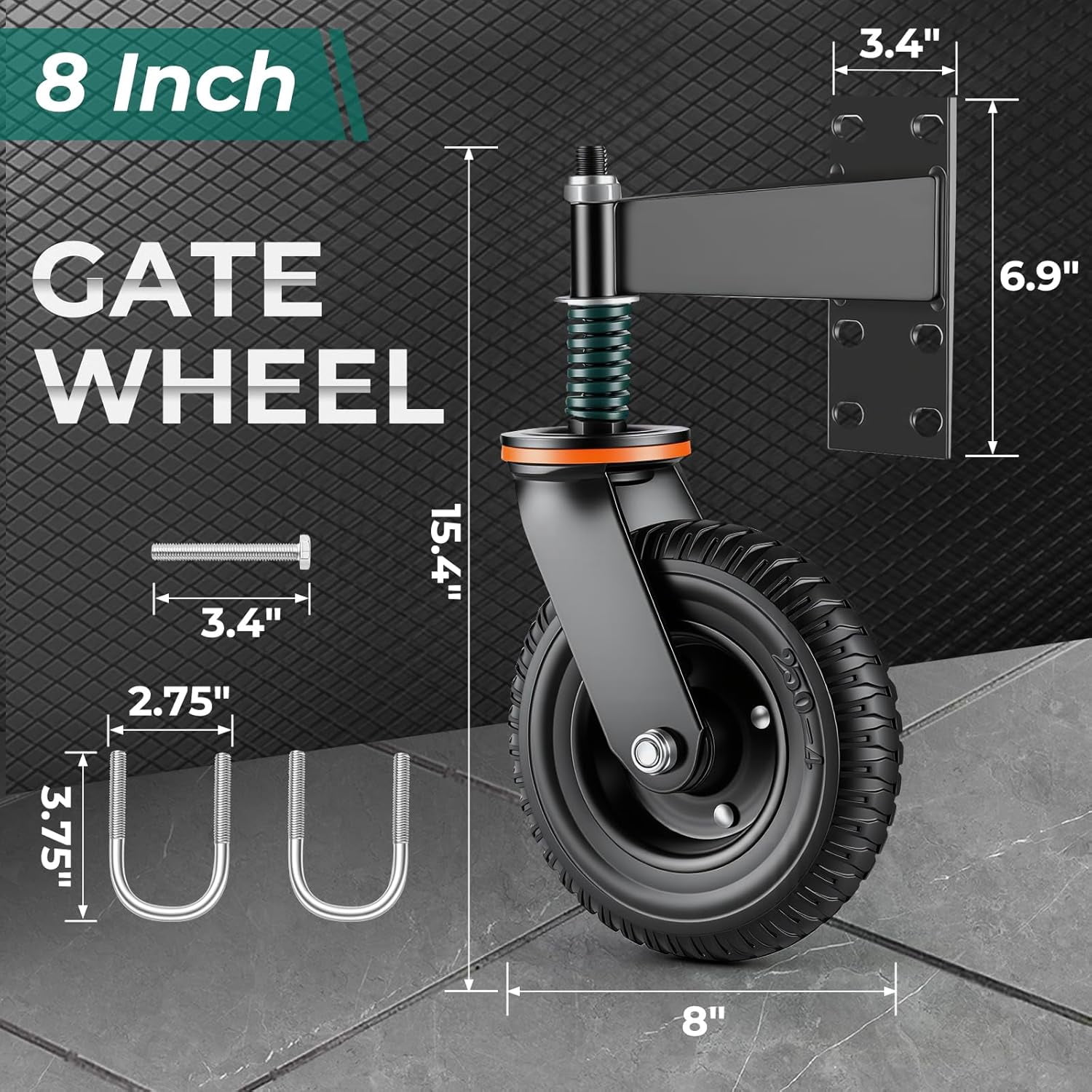 Heavy Duty Gate Wheel, 8 Inch Fence Gate Wheels for Wooden Gate and ...