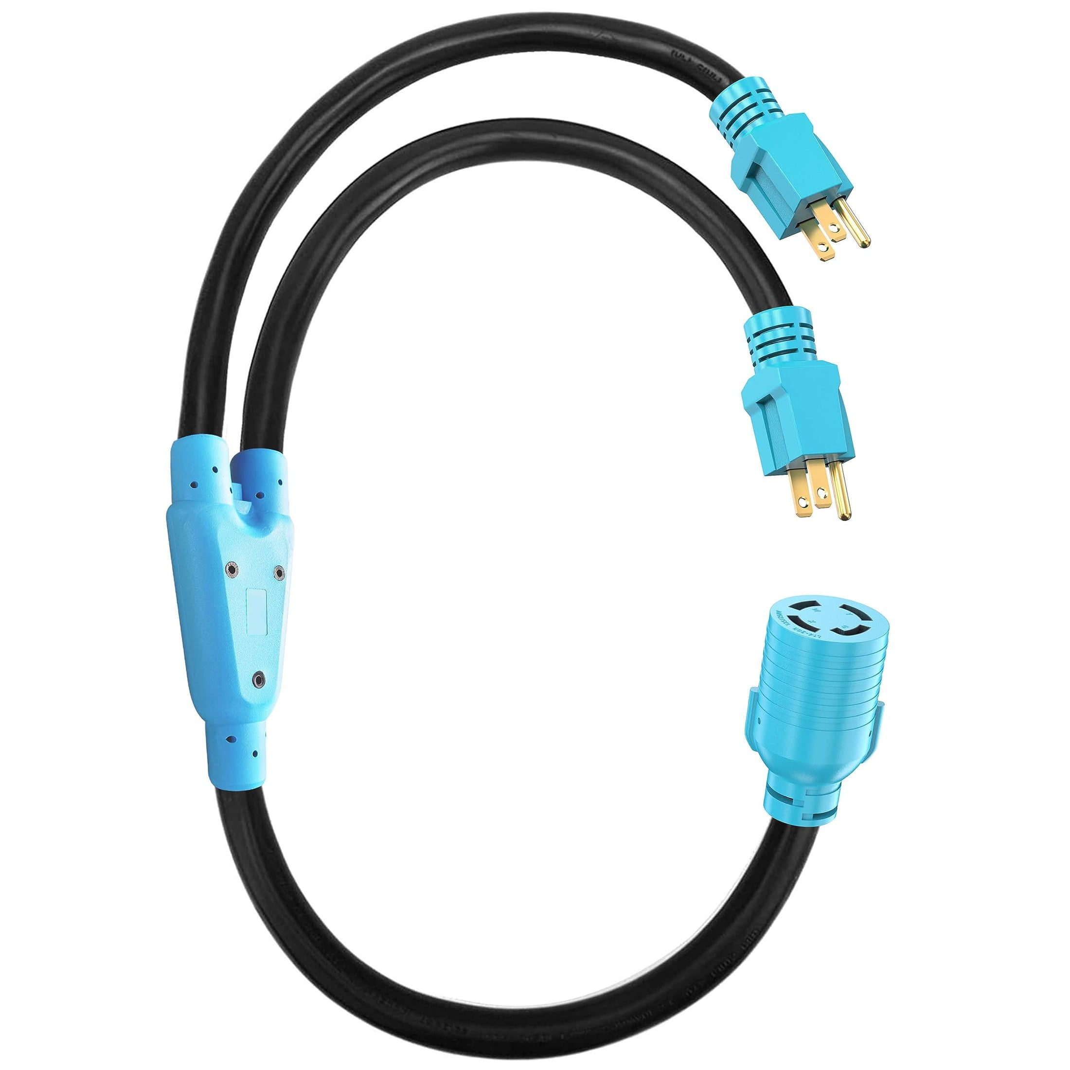 Heavy Duty Generator Y Adapter Cord 5-15P to L14-30R 3 Feet 10 AWG ...