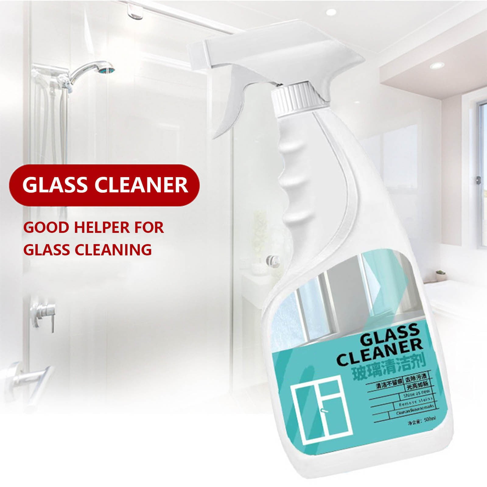 Heavy Duty Glass Cleaner Spray, 500ml Concentrated Solution, Removes ...