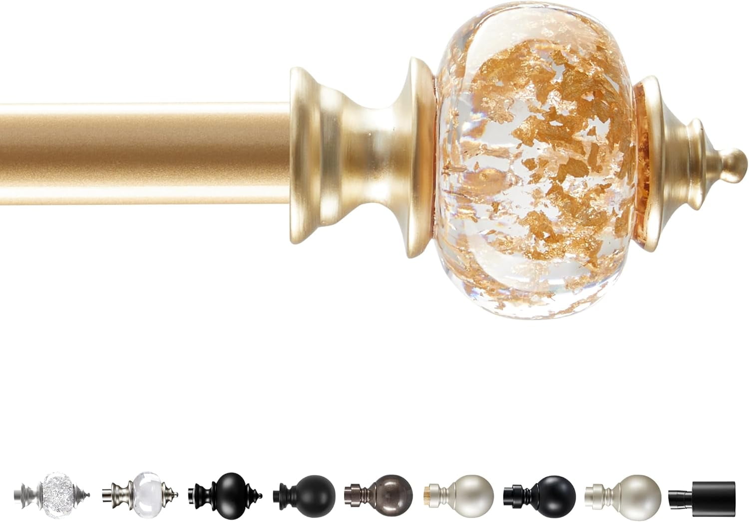 Heavy-Duty Gold Curtain Rod, Adjustable 66-120 Inch Decorative Window ...