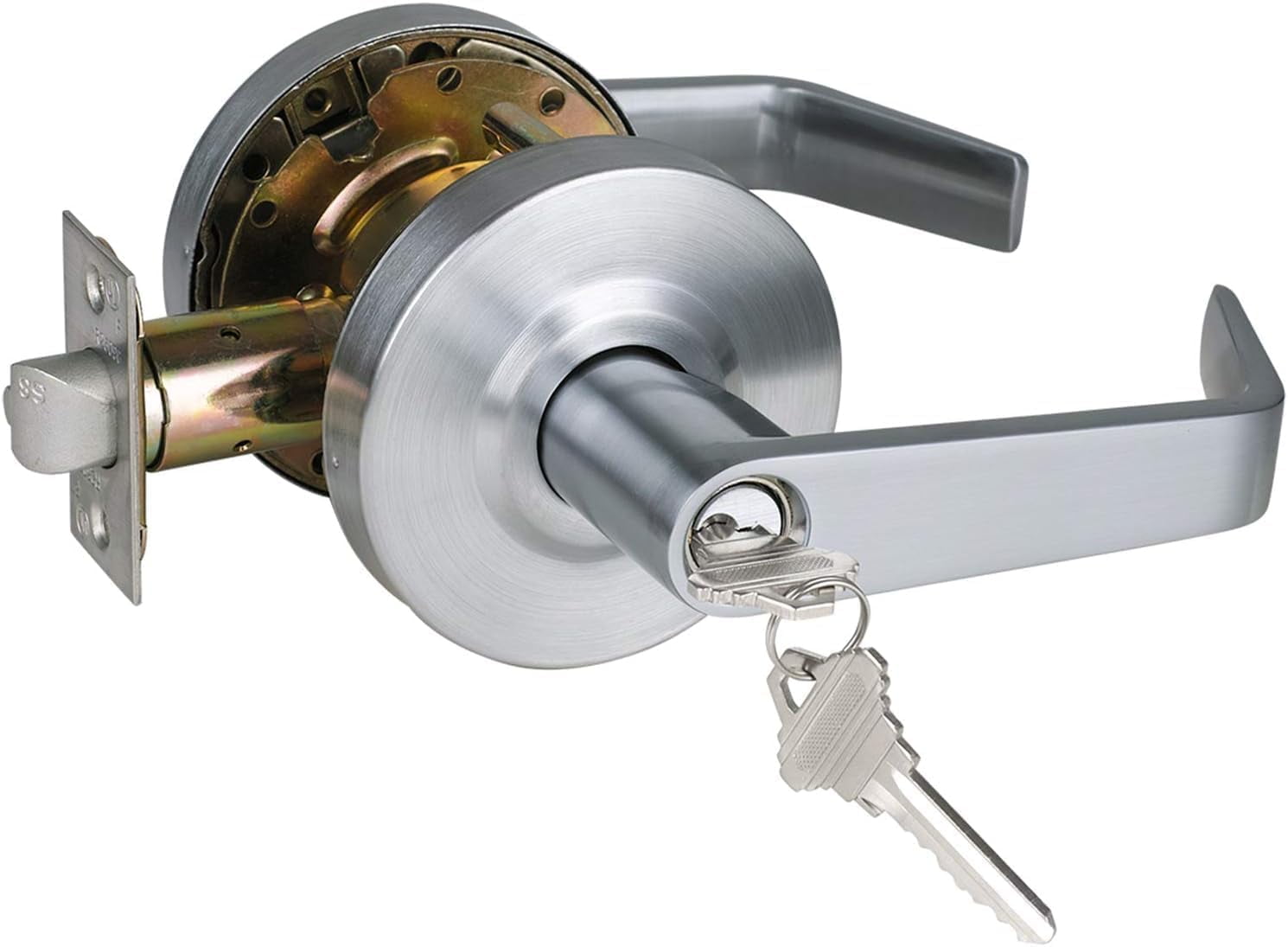 Heavy Duty Grade 2 Storeroom Door Lever, Satin Chrome Finished Entry ...