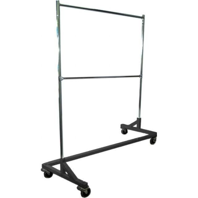 Heavy-Duty Grade Double-Bar Rolling Z Rack Garment Rack with Nesting ...
