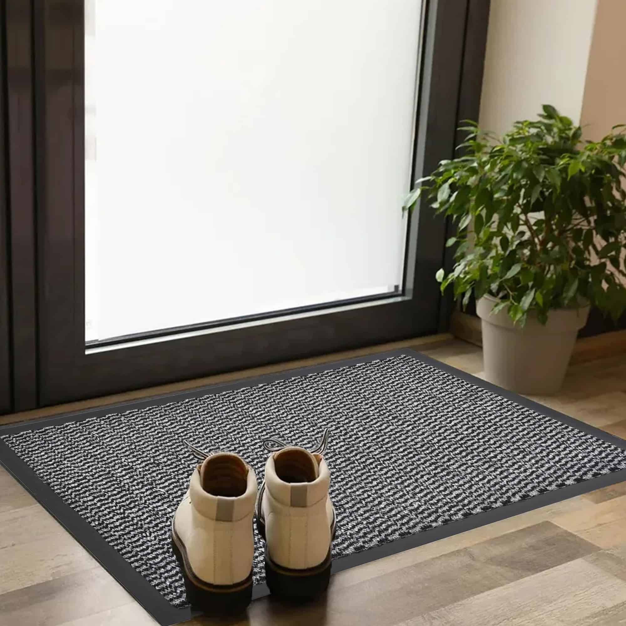 Heavy-Duty Gray Door Mat with Non-Slip Backing - 32" x 24", Low-Profile ...