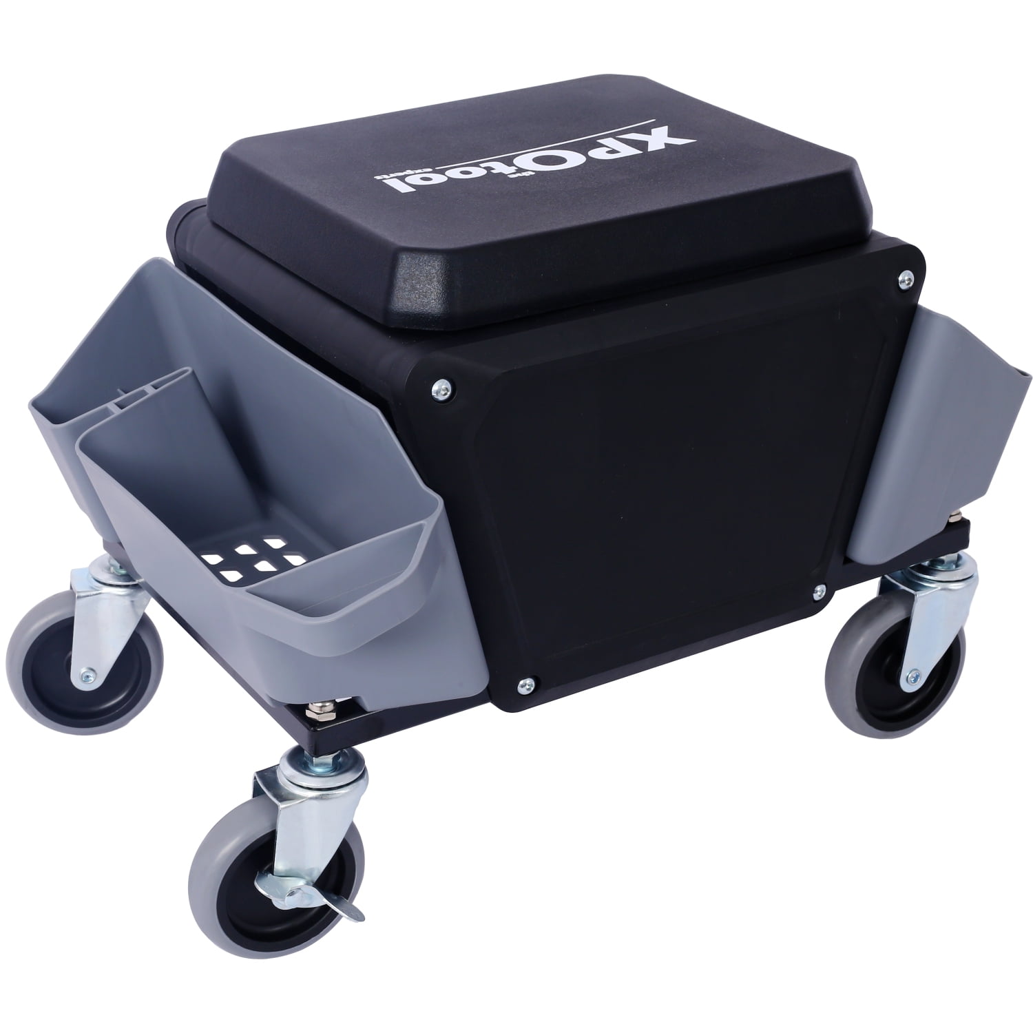 Heavy Duty Gray XNGGNG Mechanic Stool with Soft Rubber Cushion Seating ...