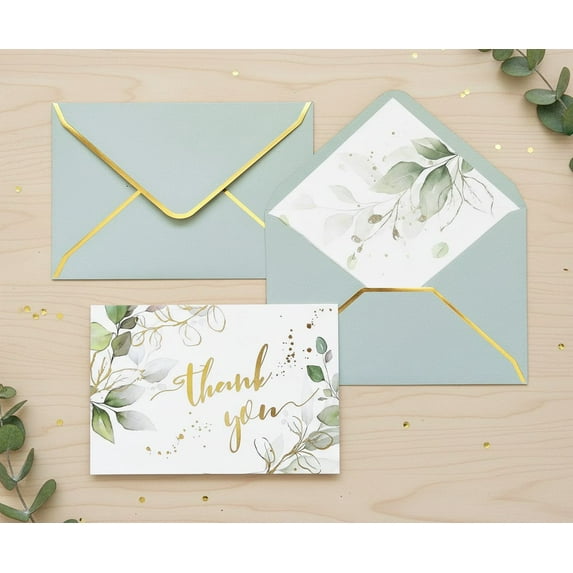 Heavy Duty Green Thank You Cards with Envelopes Greenery - 36 PK - 4x6 ...