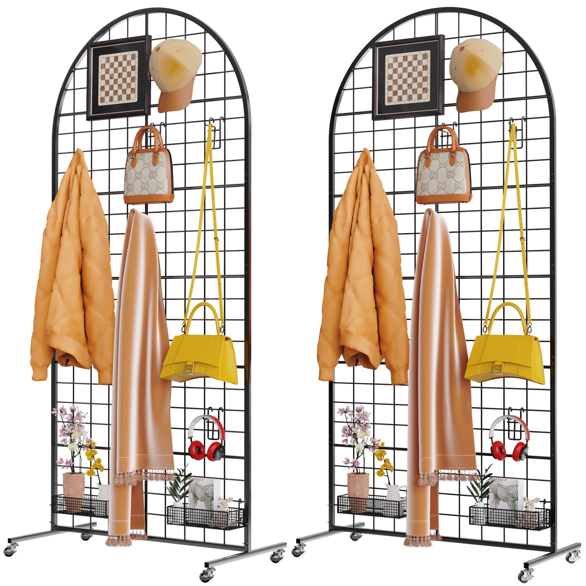 Heavy Duty Grid Wall Panel 2PCS Display Stand 2'x5.2' FT with Wheels ...
