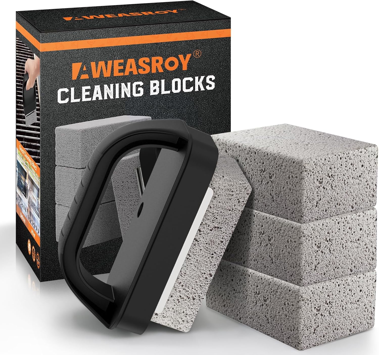 Heavy Duty Grill Cleaner, Cleaning Bricks with Handle, Pumice Griddle ...
