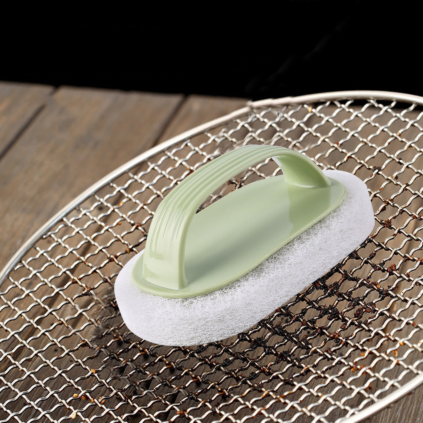 Heavy Duty Grill Cleaning Sponge Brush With Handle Non Scratch Wiper ...
