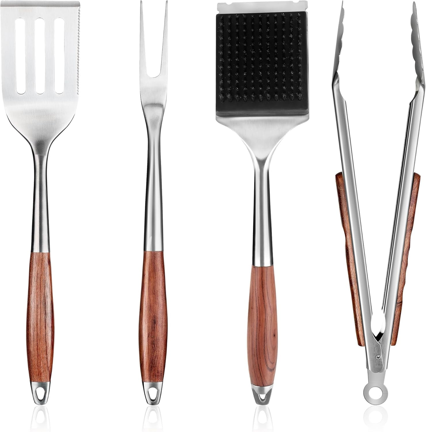 Heavy-Duty Grilling Accessories Rose Wooden BBQ Grilling Tools Set ...