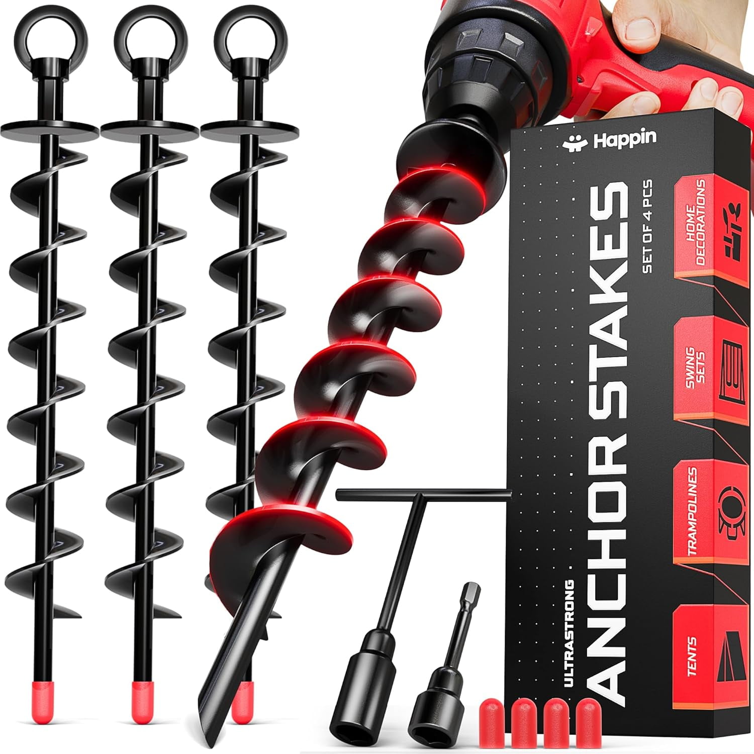 Heavy Duty Ground Anchors - Trampoline Anchors High Wind - Swing Set ...