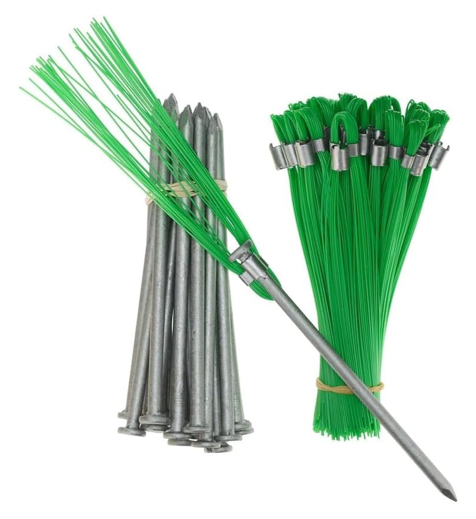 Heavy Duty Ground Markers Green 6 Inch Whiskers with Steel Stakes (Pack ...