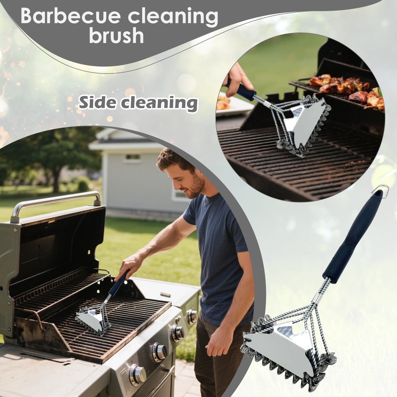 Heavy Duty Hairless Spiral Grill Brush With Scraper For Outdoor ...