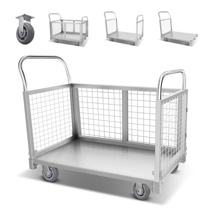 Heavy-Duty Hand Cart with Cage, 4-in-1 Foldable Platform Truck Cart ...