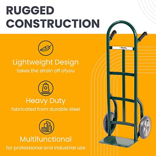 Heavy Duty Hand Truck with Double-Grip Handle - Steel Dolly Cart for ...