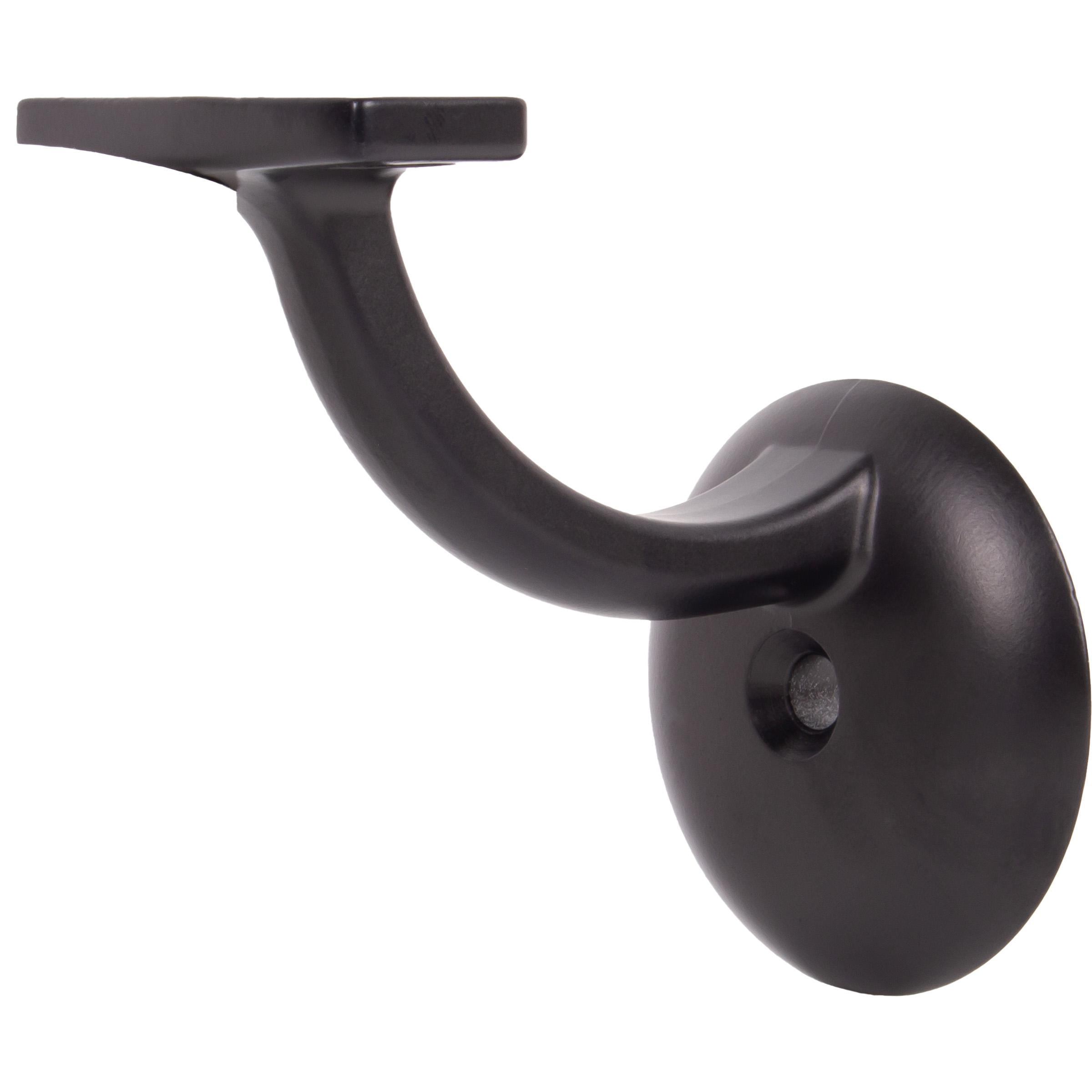 Heavy-Duty Handrail Bracket with 2-1/8" Round Base, Matte Black by ...