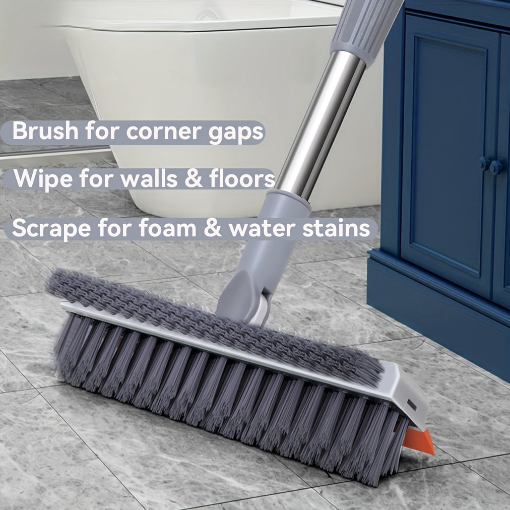 Heavy-Duty Hard Bristle Floor & Tile Cleaning Brush with Long Handle ...