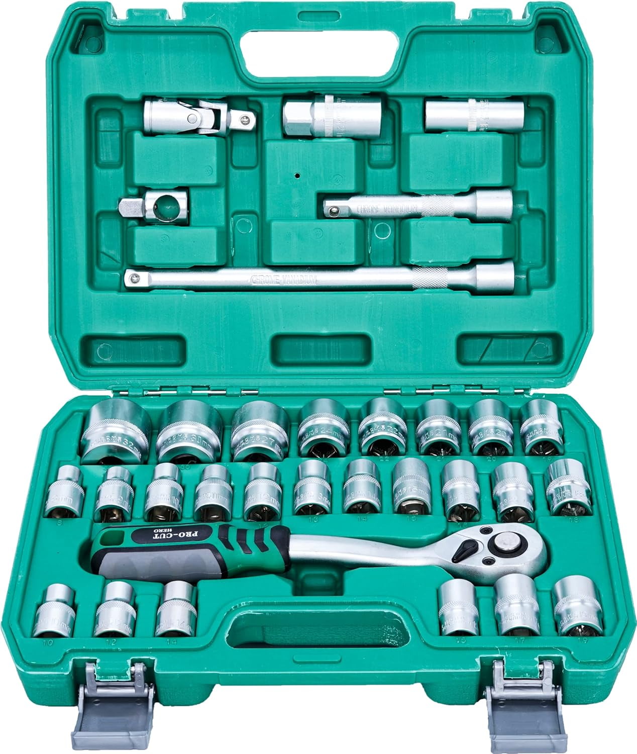 Heavy Duty Hex Professional Chrome Vanadium Hand Tool Kit | 32 Pcs Dr ...