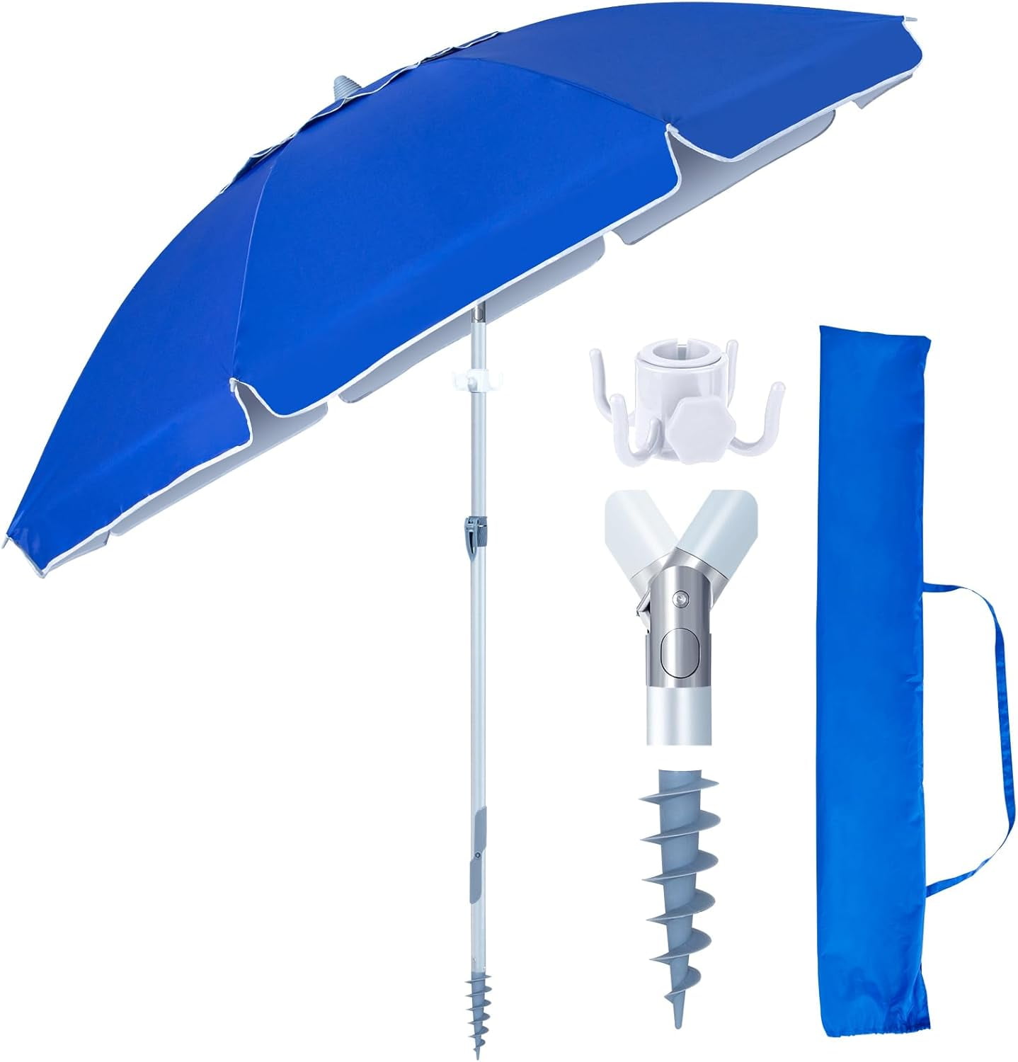 Heavy Duty High Wind Beach Umbrella with Sand Anchor & Carry Bag|Patio ...