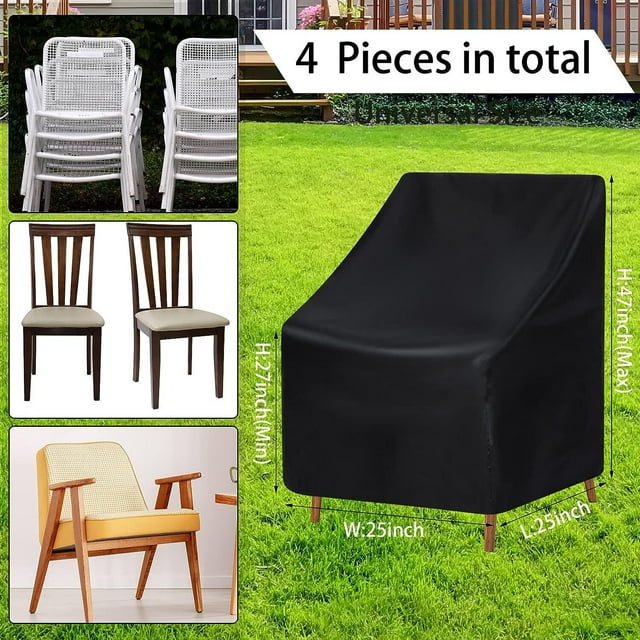 Set of 4, Heavy Duty, High-back Patio Chair Covers, Waterproof, for ...