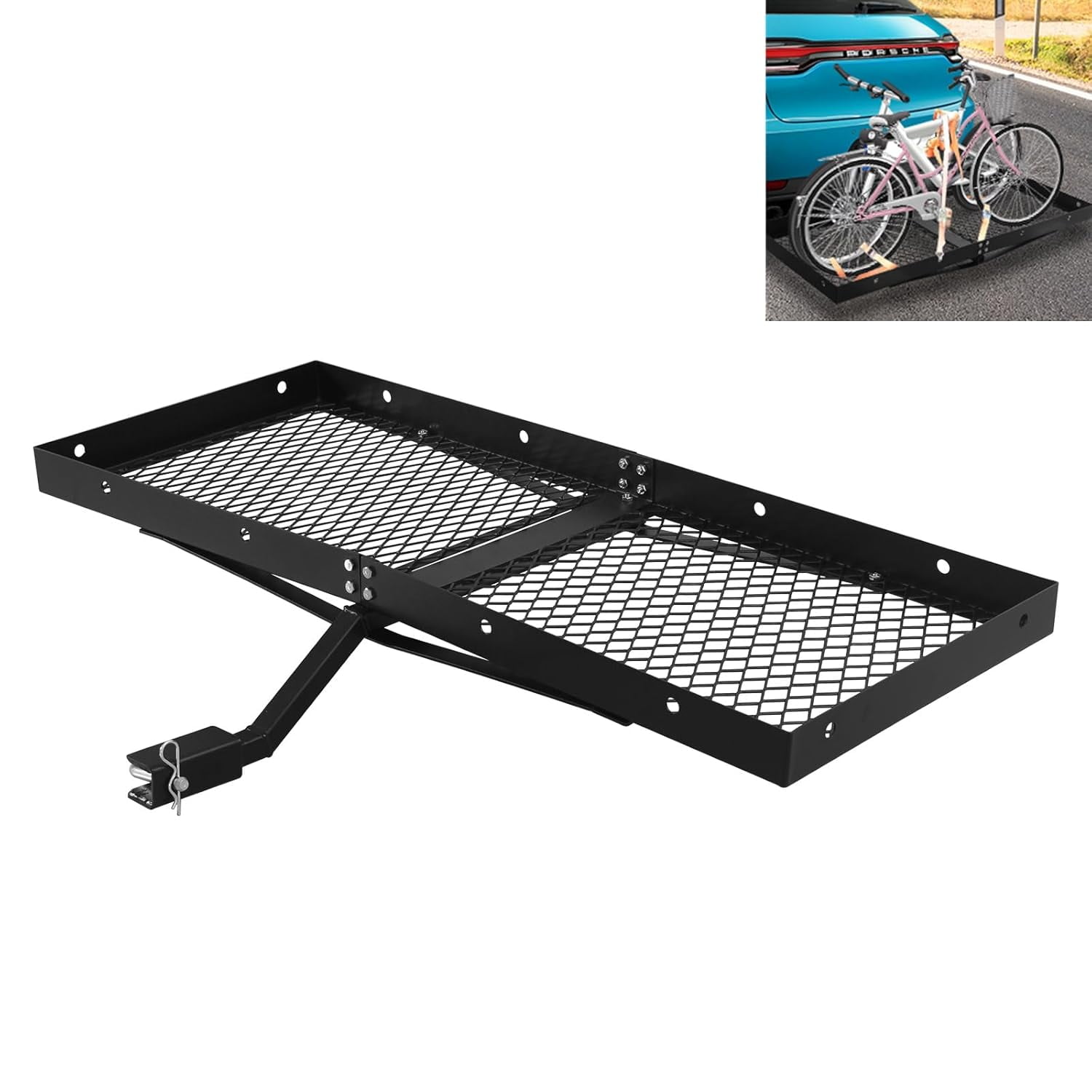 Heavy Duty Hitch Mount Cargo Carrier Folding Cargo Rack Rear Luggage ...
