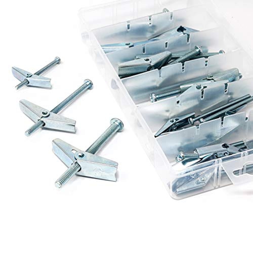 Heavy Duty Hollow Wall Anchors for Drywall, Carbon Steel, 24Pc Toggle ...