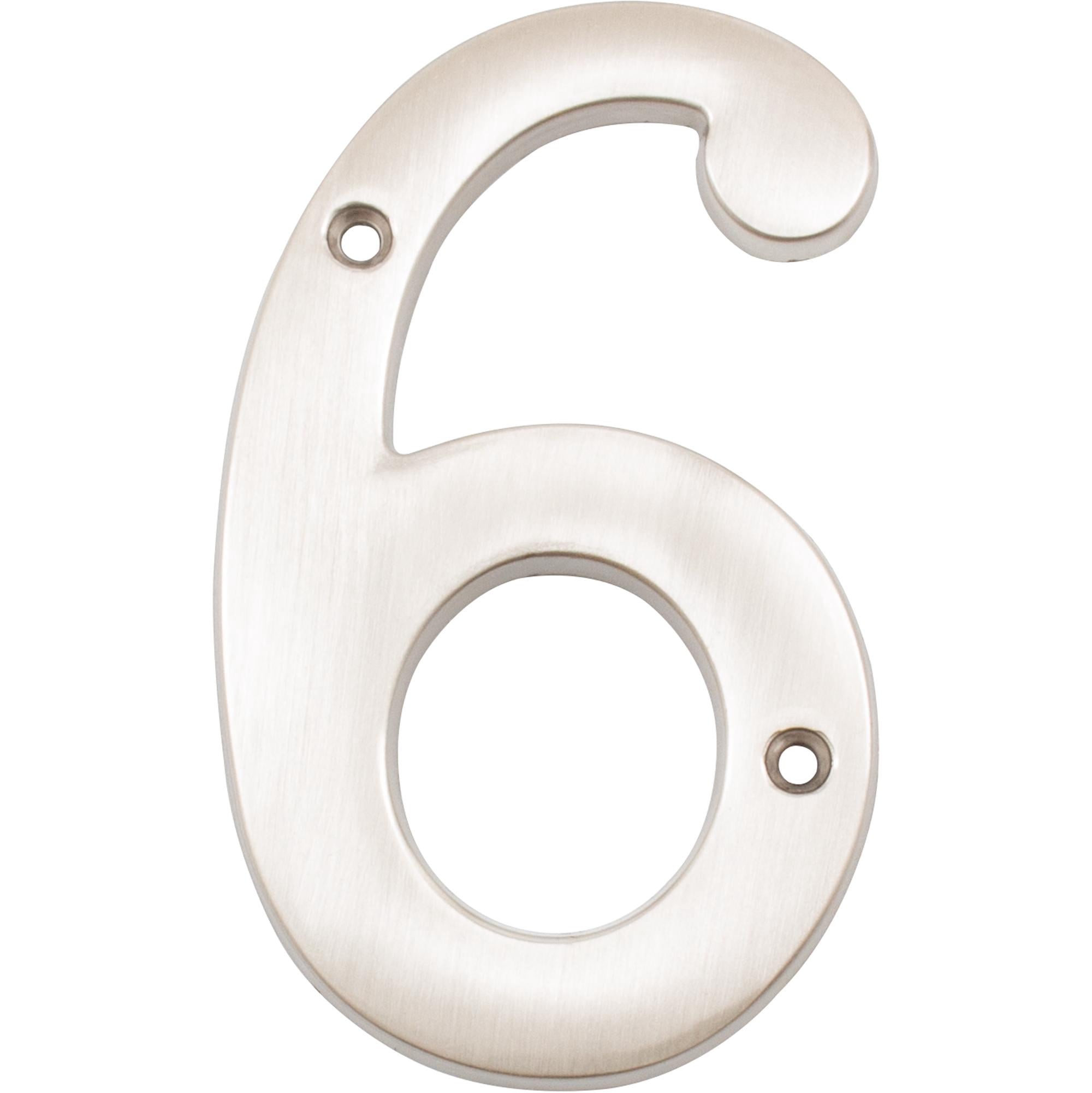 Heavy-Duty House Numbers, #6, 4 Inches, Satin Nickel by Stone Harbor ...
