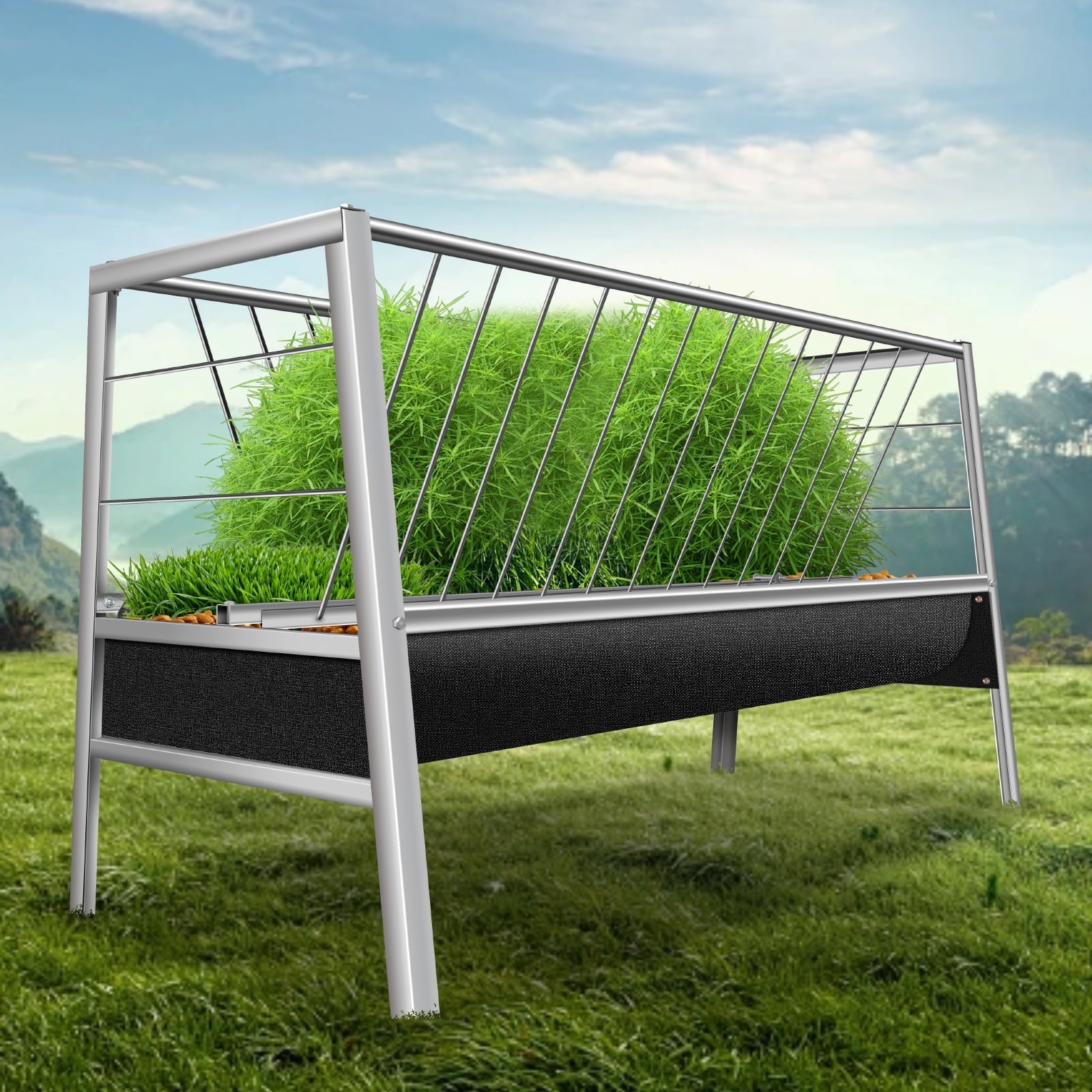Heavy Duty Hybrid Feeder, Hay Feeder, Stainless Frame Rubber Trough ...