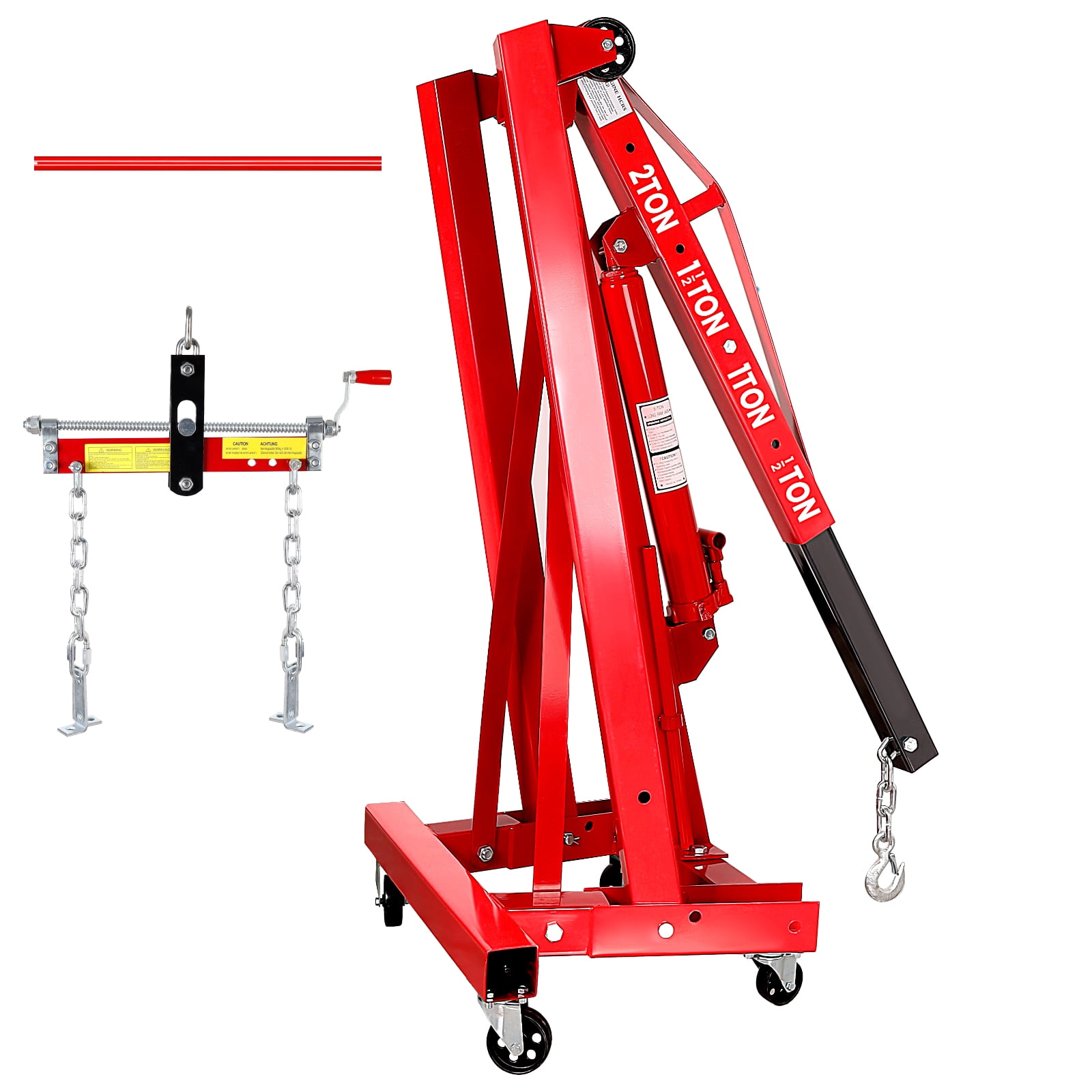 Heavy Duty Hydraulic Engine Hoist with Lever, 2 Ton/4400 LBS, Cherry ...