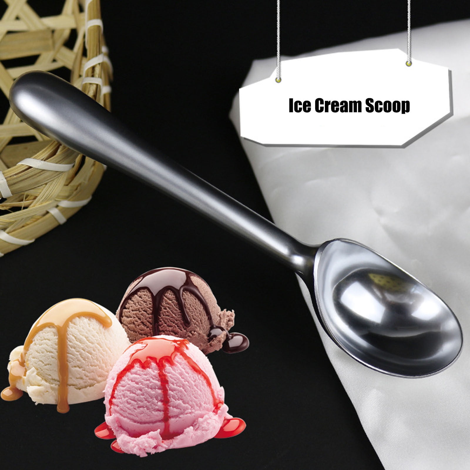 Heavy Duty Ice Cream Scooper, Non-Slip Metal Handle, Easy Release ...