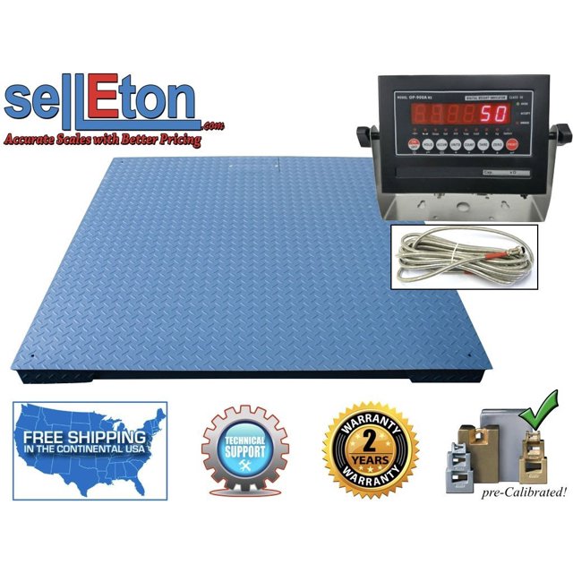 Heavy Duty Industrial Floor scale 7 x 7 / 84 20,000 lbs x 5 lb & LED ...