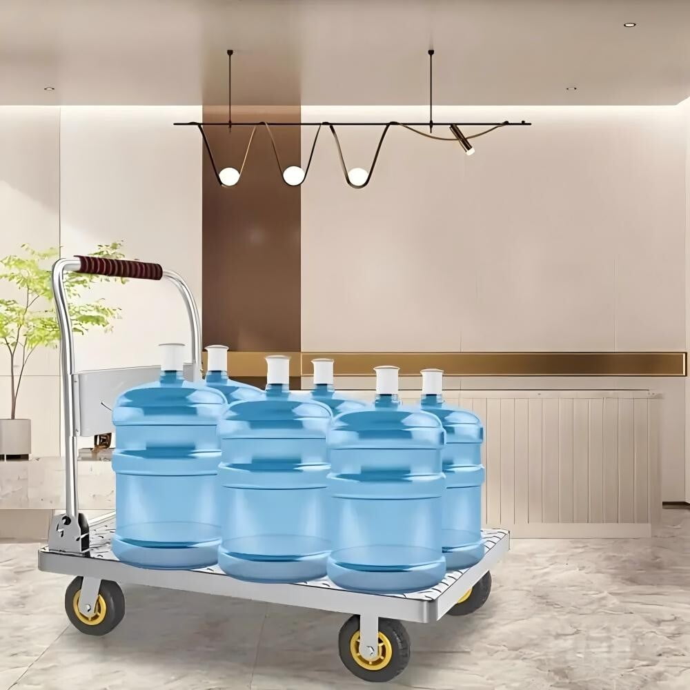 Heavy-Duty Iron Flatbed Hand Truck, Foldable Platform Cart with Rubber ...