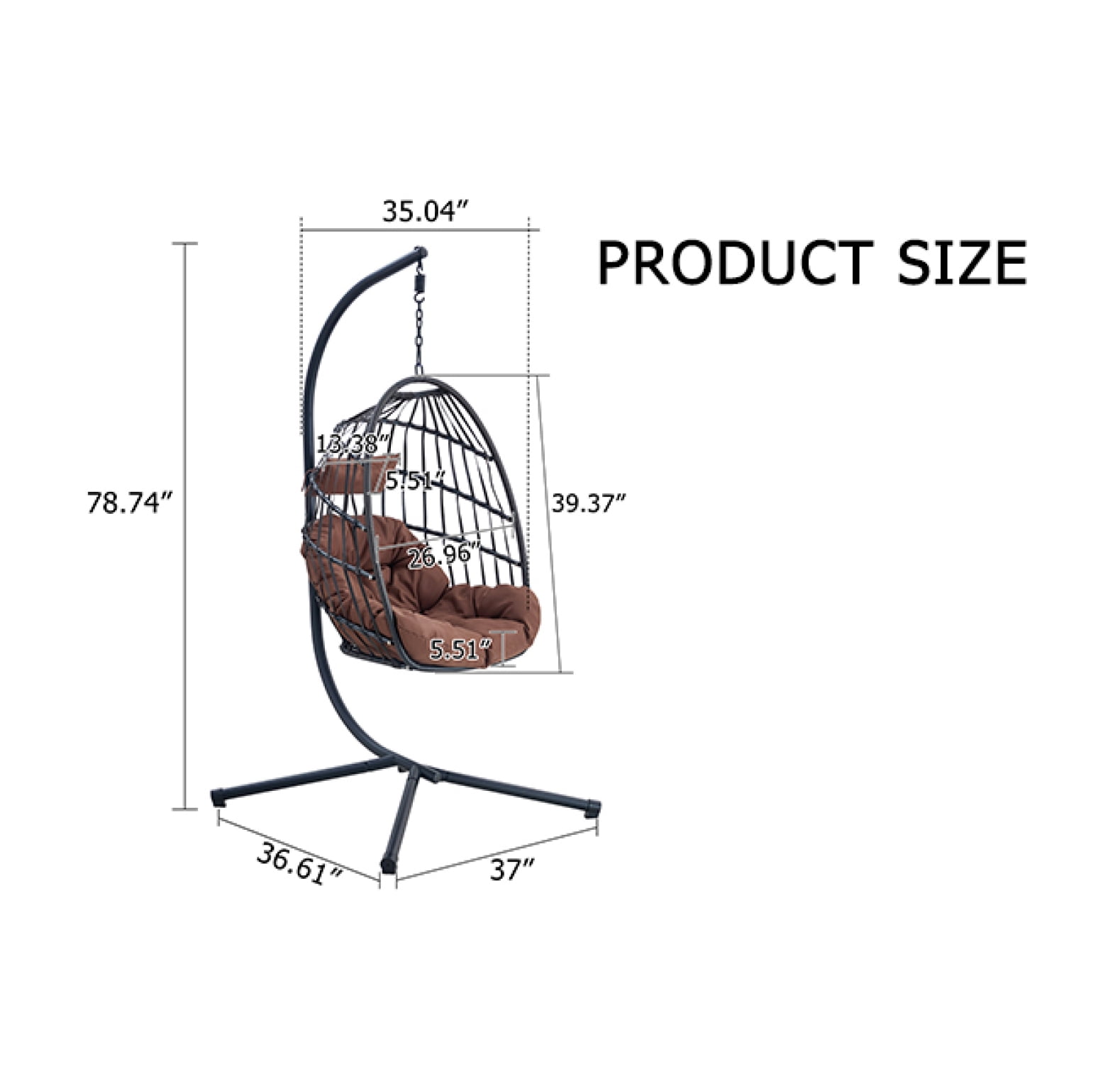 Heavy-Duty Iron Hanging Chair with Wicker Weave – Single Person for ...