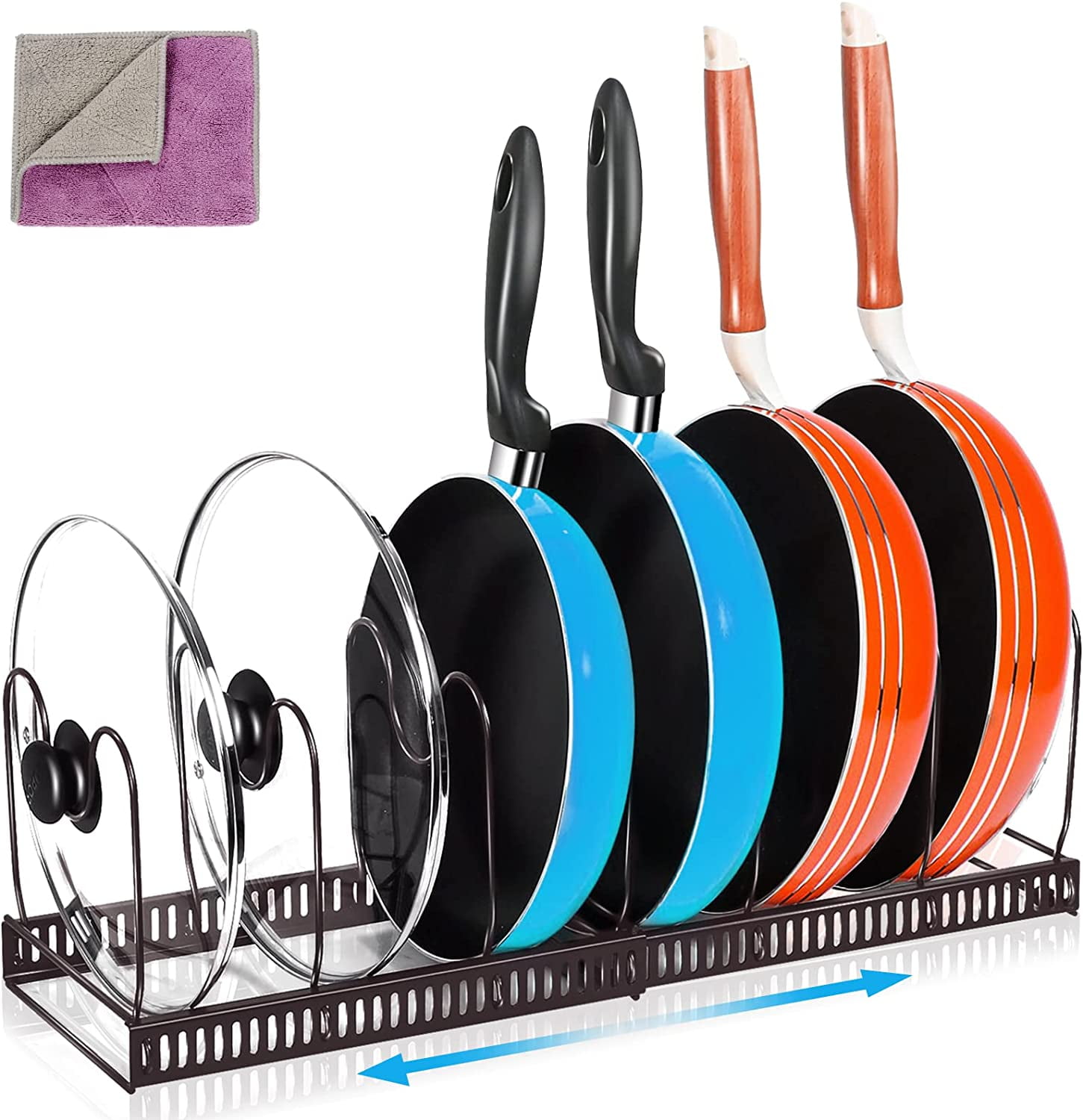 Heavy-Duty Iron Pan Holder Pots and Pans Organizer Rack for Under ...