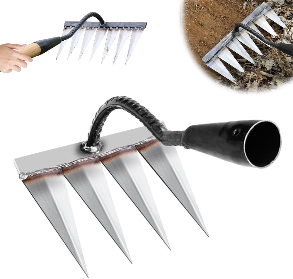 Heavy Duty Iron Rake for Gardening and Weeding - 4/5/6/7 Toothed Steel ...