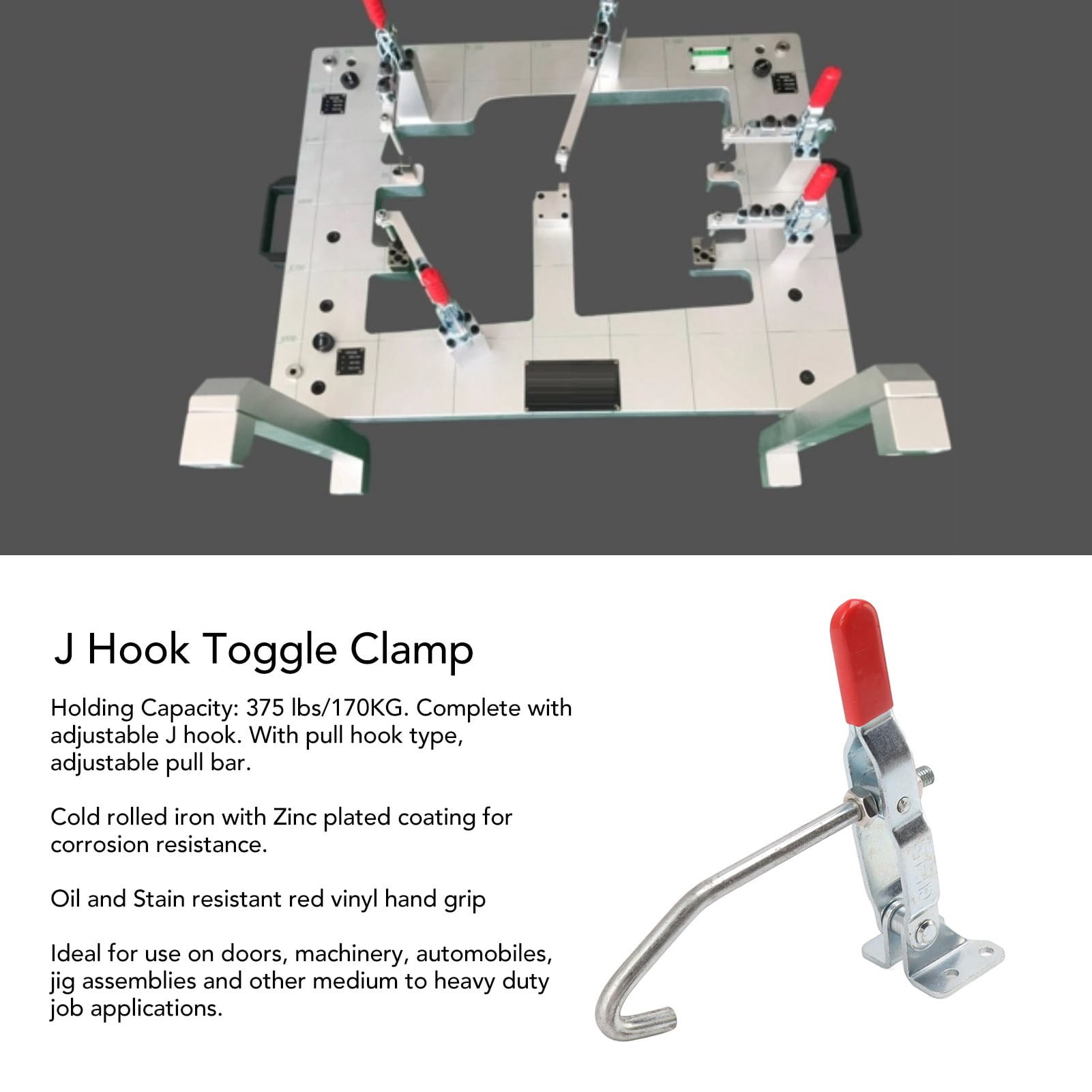 Heavy Duty J Hook Toggle Clamp, Galvanized Iron For Secure Benchtop DIY ...