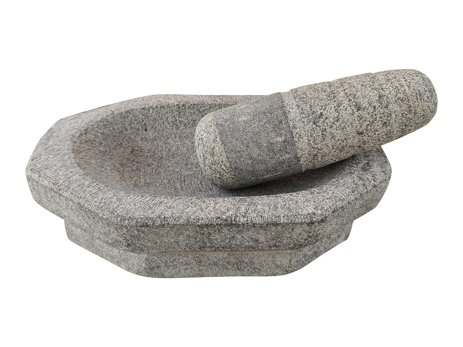 Heavy Duty Kalvam Grinding Grey Stone & Mortar Pestle Set For Herbs ...