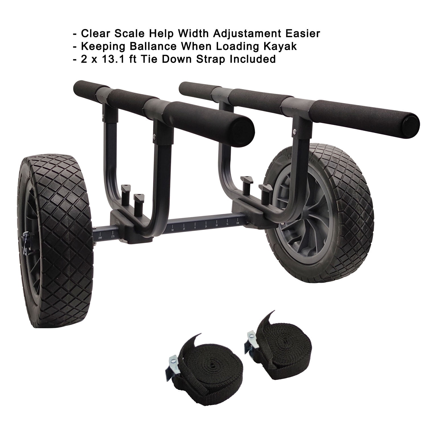 Heavy Duty Kayak Cart, Width Adjustable Canoe Cart with 12inch Flatfree ...