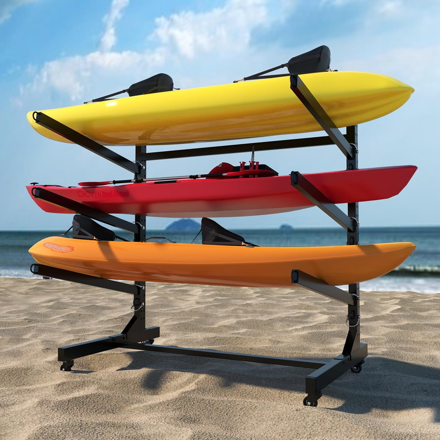Heavy-Duty Kayak Storage Rack for Garage & Outdoor, Adjustable Kayak ...