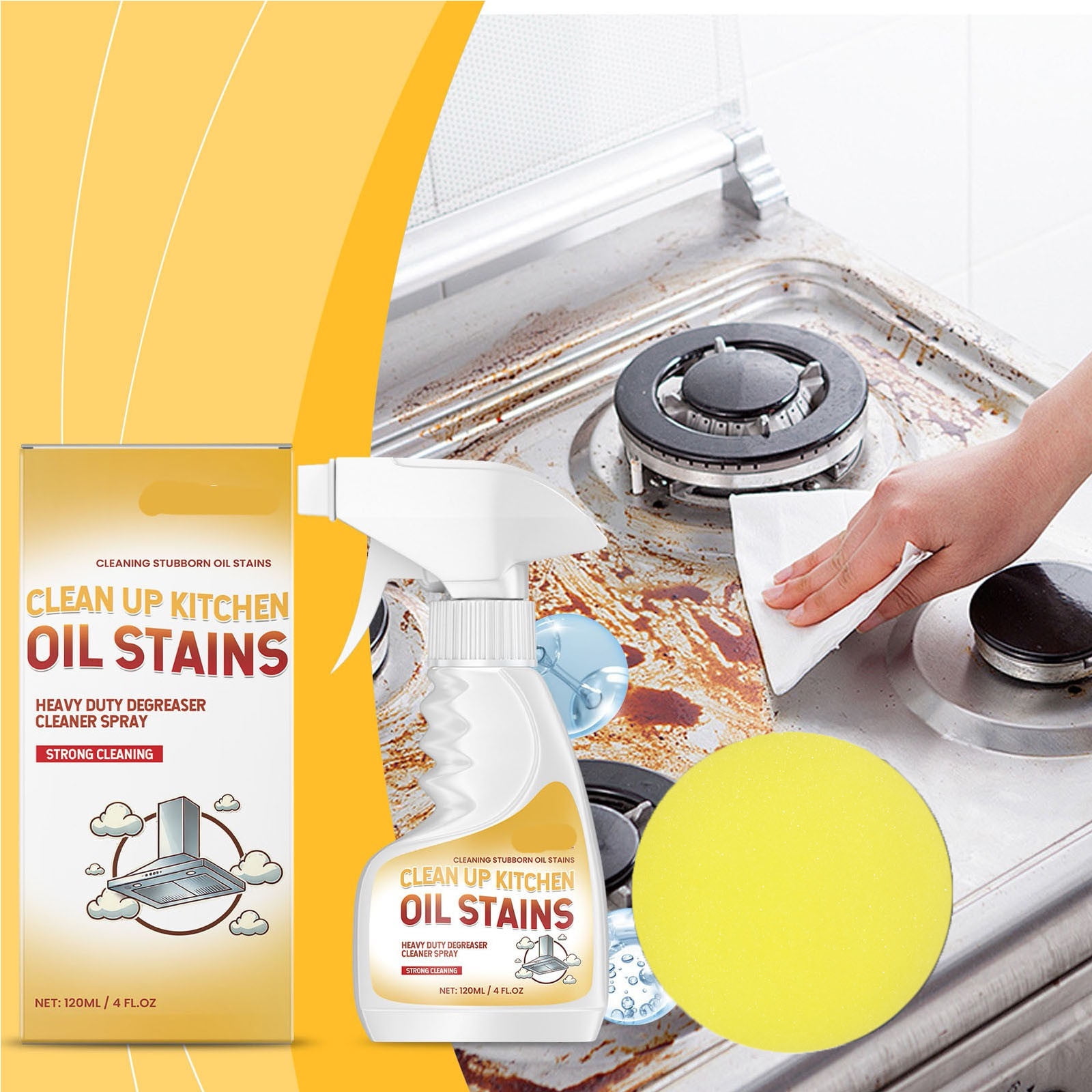 Heavy Duty Kitchen Degreaser Spray | 120ml Fast Dissolving Oil Stains Cleaner | Multi-Surface ...
