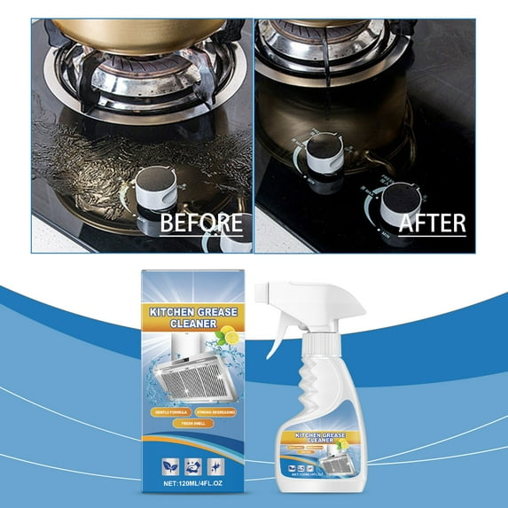 Heavy Duty Kitchen Degreaser Spray for Stove Range Hood Countertop Grease Cutter Cleaner Lemon ...
